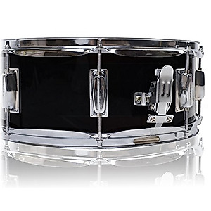 GRIFFIN Snare Drum | Poplar Wood Shell 14" x 5.5" with Black PVC & Coated Head | Acoustic Marching Percussion Musical Instrument Set with Drummers Key, 8 Metal Tuning Lugs & Snare Strainer Throw Off