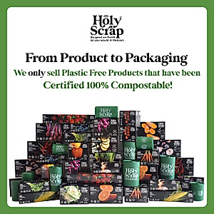HOLY SCRAP! Small Compostable Trash Bags - 2.6 Gallon, 200 Pack, 100% Plastic-Free Decomposing Kitchen Food Waste Trash Can Bags & Liners, Thick Countertop Garbage, Bathroom & Bio Bin Bags
