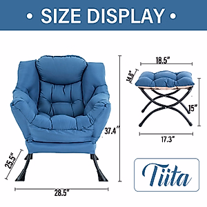 Tiita Lazy Chair with Ottoman, Modern Large Accent Lounge Chair, Leisure Sofa Armchair/Reading Chair with Footrest for Bedroom, Living Room, Dorm Rooms, Garden and Courtyard