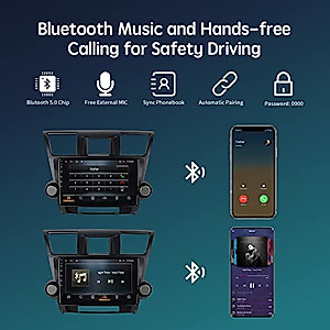 Wireless Apple Play Car Stereo with Bluetooth, ViaBecs 6GB 128GB 10.2 Inch Touchscreen Radio for Toyota Highlander 2008-2013 Android Auto Head Unit Support GPS Navigation, 5GHz WiFi, SWC, AM FM Radio