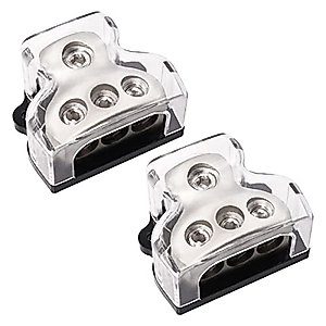 Seamaka 2PCS 3 Way Power Distribution Block,1x 0 Gauge in,3X 4 Gauge Out,Amp Distribution Connecting Block for Car Audio Splitter O-073-2PCS