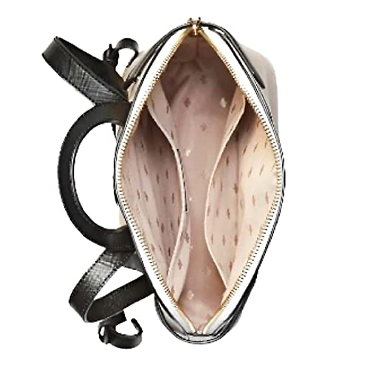 Kate Spade New York Staci Dome Leather Medium Backpack Warm Beige Black