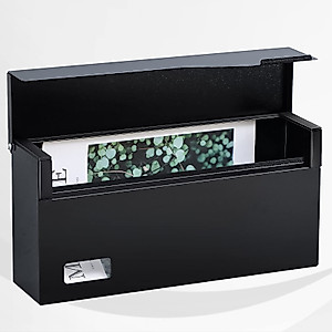 xydled Mailbox Wall Mount Door Mailboxes for Outside, Large Steel Hanging Metal Mailbox, Modern Post Box Package Parcel Drop Box for House Home, Textured Black, 14.56''x7.1''x4''