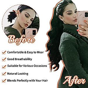 SEIKEA 26" Long Wavy Drawstring Ponytail, PT004 Gita for Black Women Natural Soft Clip in Ponytail Extension Synthetic Heat Resistant Hair Extensions Hairpiece Color Black
