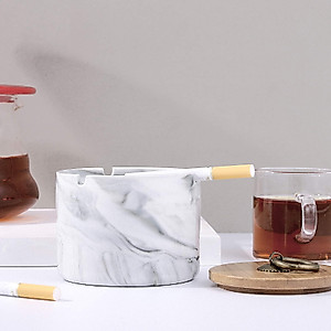 ashtrays for Cigarettes, Pink Marble Ceramic ash Tray with lid,Outdoor Ashtray,Desktop Smoking Ash Tray for Home Office Decoration - Gray (Gray Small)