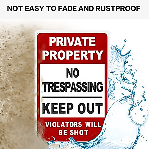 HANTAJANSS Retro Vintage Security Sign - 2 Pack No Trespassing Metal Yard Guard with Pre-Drilled Holes - Durable 12x12-Inch Sign for Home, Farm & Man Cave