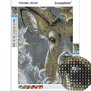 Snowplanet Deer Diamond Mosaic Painting- Diamond Art Kits for Adults,Full Drill Diamond Mosaic Painting Kits,5d Gem Art for Adults Wall Home Decor (YNC068)