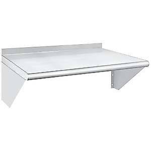 HARDURA Stainless Steel Shelf 18" x 24", 297lb Commercial Shelves Wall Mount Metal Shelving with Backsplash and Brackets for Kitchen, Restaurant, Laundry Room and Home