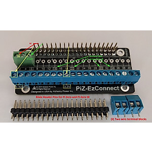 Alchemy Power Inc. Pi-Zero-EzConnect. Pi-Zero size GPIO connector. A HAT to connect GPIOs and sensors to Raspberry Pi Zero, Pi Zero W, Pi-3, or Pi-2.