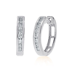 La Joya 1/4 CT Lab Grown Diamond Hoop Earrings for Women | Real 925 Sterling Silver Diamond Huggies Earrings for Women | Ideal Gift also as Diamond Hoop Earrings for Men