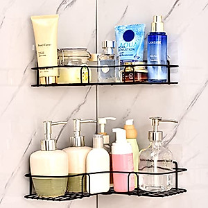 BALANDUKO Corner Shower Caddy Shelf with Adhesive Hooks, Corner Shower Shelves Shampoo Holder Bathroom Shower Shelfs, Stainless Steel Shower Caddy Corner for Bathroom Kitchen Dorm Bedroom, 2 Pack