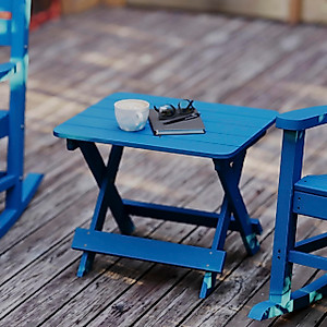 Flash Furniture Halifax Outdoor Folding Side Table, Portable All-Weather HDPE Adirondack Side Table, Blue