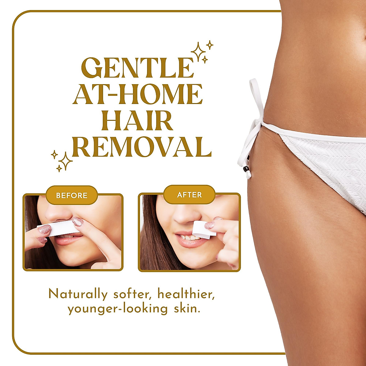 MOOM Express Wax Strips with Chamomile & Lavender, Hair Removal Kit with Finishing Oil - Wax Strips for Face, Bikini Zone & Brazilian, Perfect For Travel - 1 Pack of 10 Double-Sided Strips, 20 count