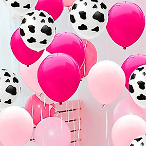 Cow Balloon Garland Arch Kit - 122PCS Cows Balloons Rose Red Pink Silver Star Balloons for Cowgirl Birthday Baby Bridal Shower Western Cow Theme Last Rodeo Bachelorette Party Decorations