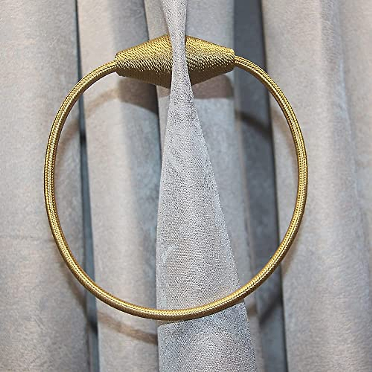 2 Pack Strong Magnetic Curtain Tiebacks for Drapes Window Curtain Holdbacks Clips Drapery for Home Kitchen Office Window Sheer Curtains or Blackout Curtains (Gold Copper)