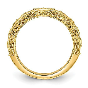 IceCarats 14K Yellow Gold 3mm Antique Filigree Wedding Band Ring Size 6