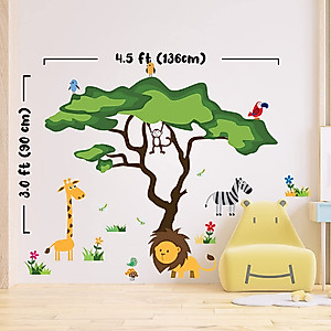 TIMBER ARTBOX Cute Safari Baby Nursery Decor – Jungle Kids Wall Decals – Animals Wall Stickers for Toddlers, Boys & Girls Room, Bedroom – Kawaii Forest Theme Daycare, Classroom & Playroom Decor