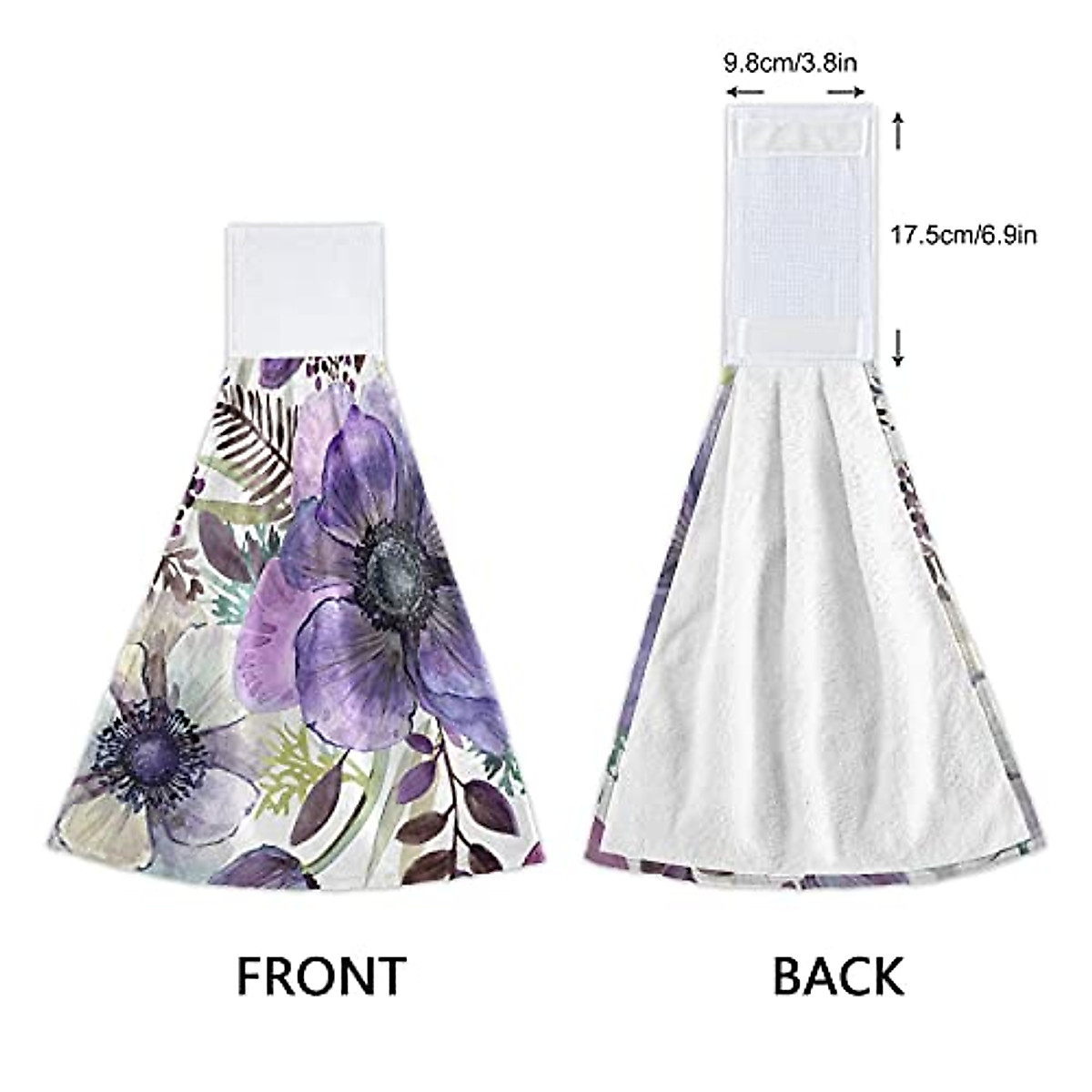 Tatenale Purple Hand Towels with Hanging Loop for Kitchen Bathroom Floral Decorative Hand Towels Soft Absorbent Oven Towel 18x14Inch 2Pack