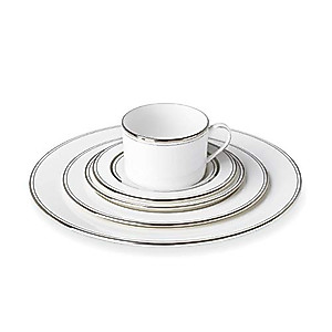 Kate Spade New York Library Lane Platinum Dinnerware 5 Piece Place Setting, White