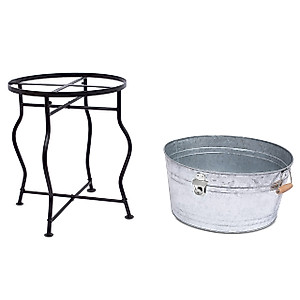 BirdRock Home Galvanized Beverage Tub with Stand - Bottle Opener - Party Drink Holder - Wooden Handles - Outdoor or Indoor Use - Free Standing