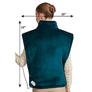 Ruqiji 26" x 35" Neck&Shoulder&Back Heating Pad with Fast-Heating Technology&10 Temperature Settings, Flannel Electric Heating Pad/Pain Relief for Back/Neck/Shoulders/Menstrual Pain/Cramp (Dark Teal)