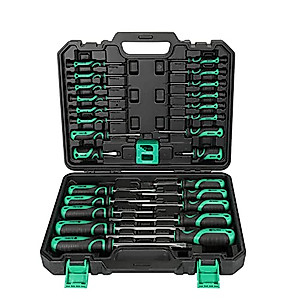 ENGiNDOT Magnetic Screwdriver Set with Storage Case and Magnetizer, 27 piece Bi-material Screwdriver, Including Slotted/Phillips/Torx/Precision Screwdriver for Household Repairs, Home Improvement
