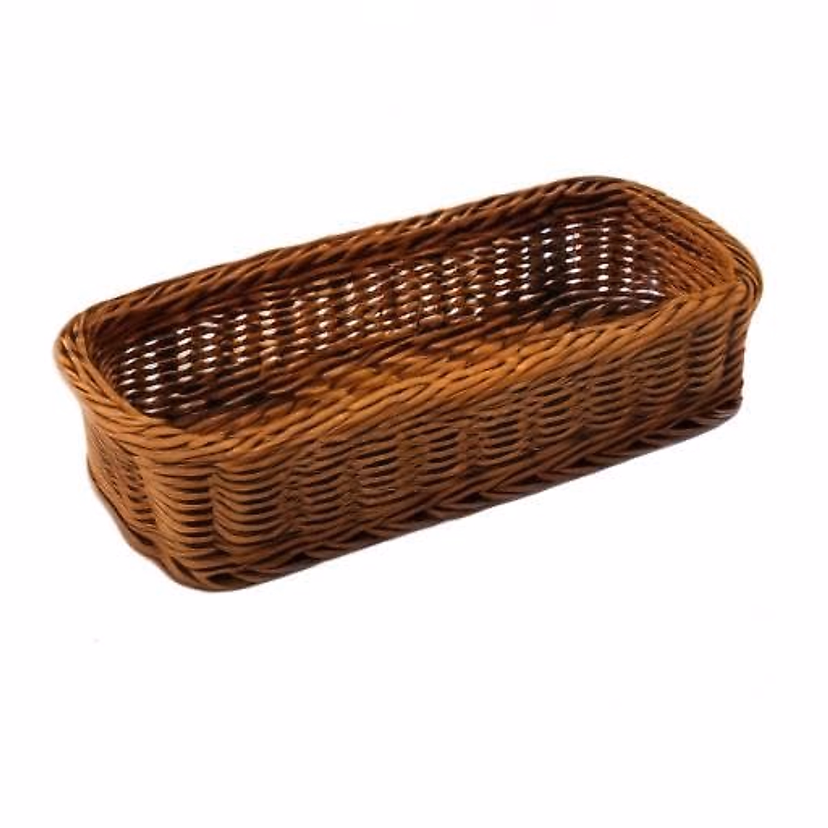 Cabilock Imitation Rattan Woven Flatware Basket Chopsticks Fork Storage Tray Kitchen Cutlery and Utensil Organizer Silverware Countertop Storage Container