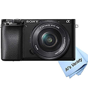 Sony Intl., Sony Alpha a6100 Mirrorless Digital Camera with 1650mm and 55210mm Lenses + 32GB Card, Tripod, Case, and More (18pc Bundle) (Renewed)