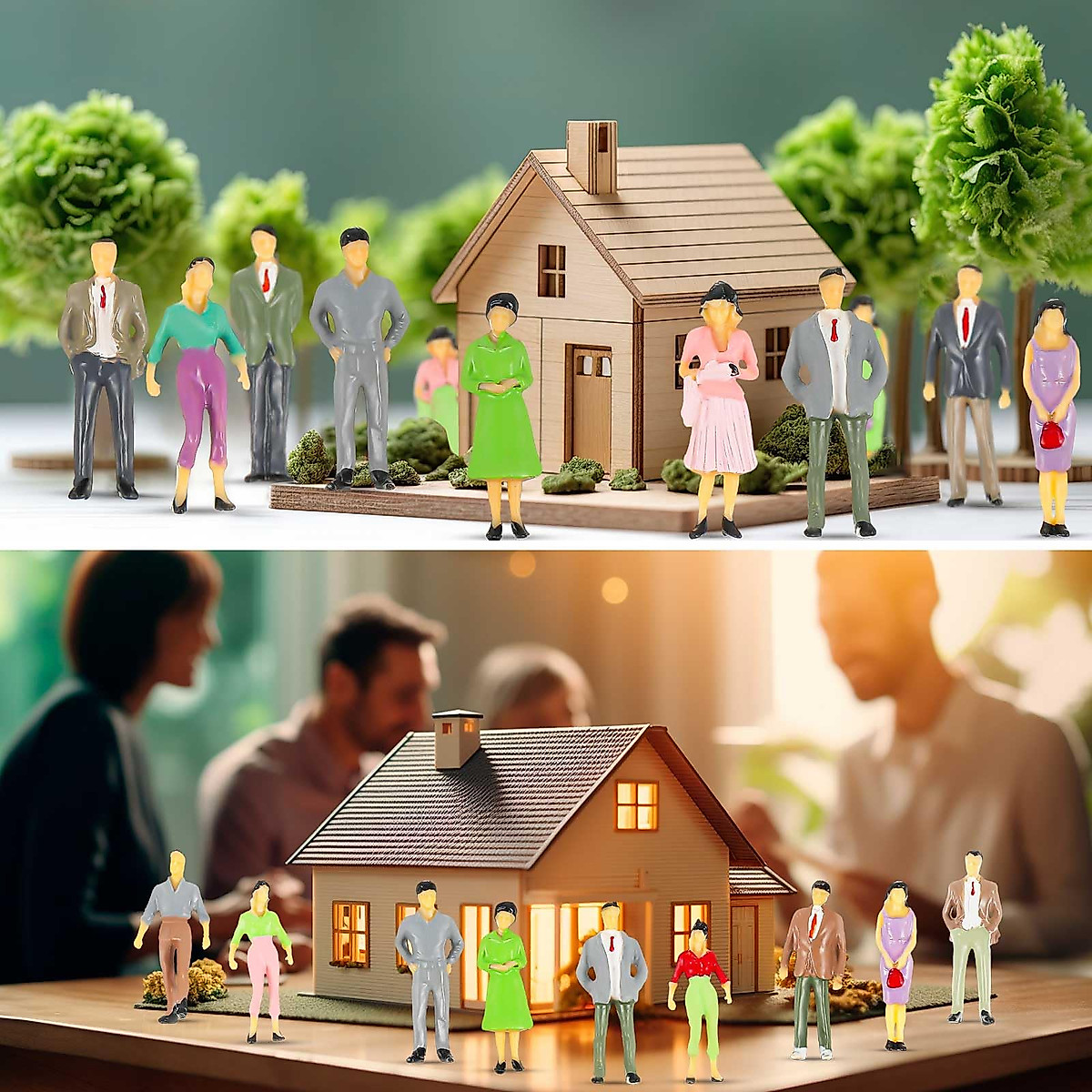 Juexica 50 Pcs Mini People Figurines 1: 50 Scale Model Trains Architectural Painted People Figures Tiny People Plastic Miniature Figurines Sitting Standing People for Miniature Scenes (Stylish Style)