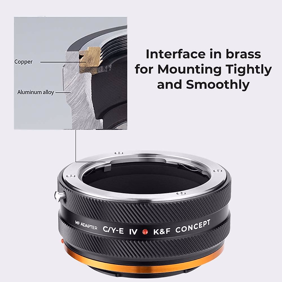 K&F Concept IV PRO C/Y-NEX Lens Mount Adapter Manual Focus Compatible with Contax/Yashica SLR Lens to Sony-E NEX Mount Camera Body with Matting Varnish Design