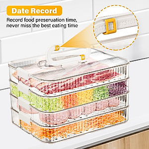 Deli Meat Container for Fridge, 4 Layer Meat and Cheese Container for Fridge Bacon Keeper for Refrigerator Organizers and Storage Airtight Food Storage Boxes with Lids Stackable Cold Cut Container