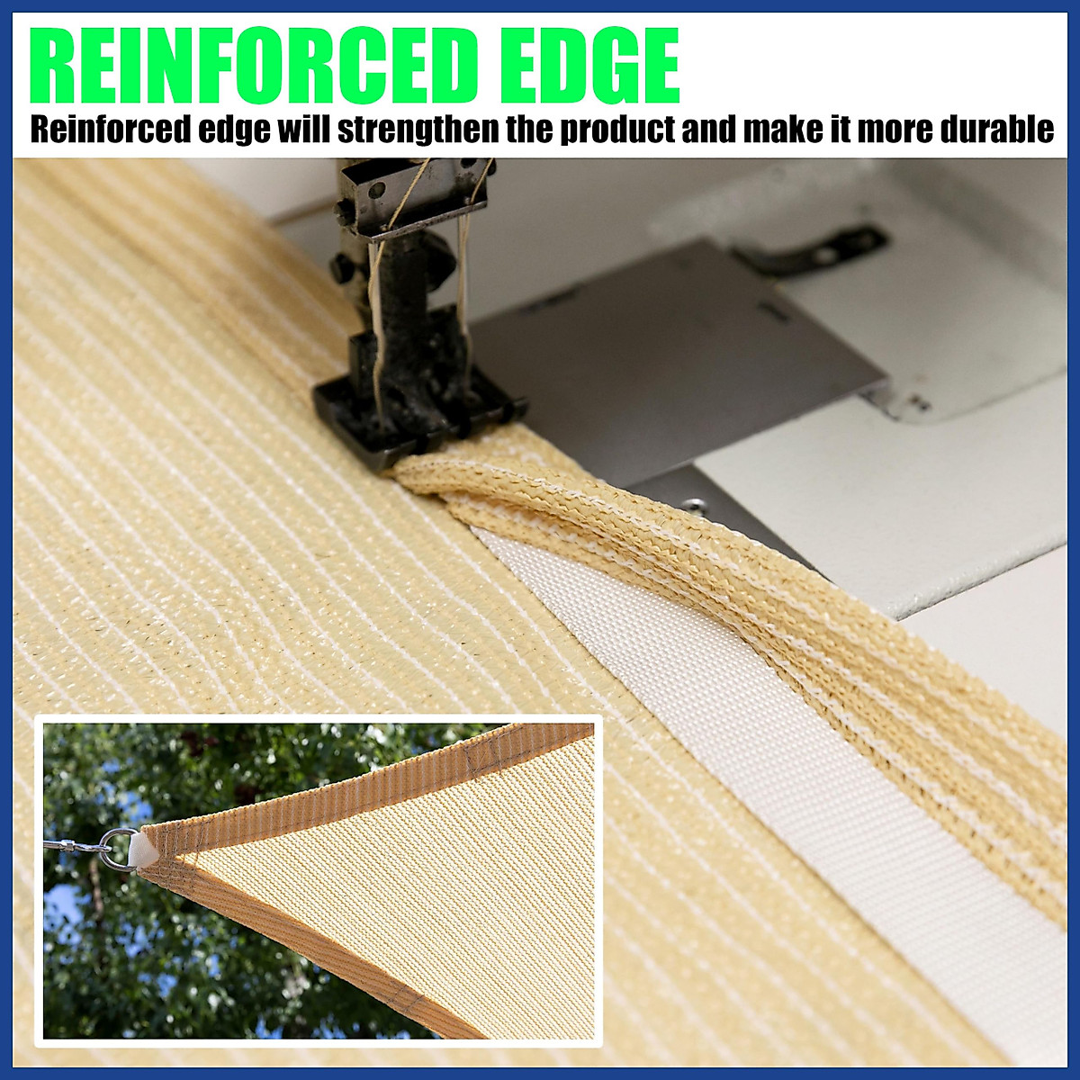 ShadeMart 12' x 16' Beige Sun Shade Sail Rectangle Canopy Fabric Cloth Screen, Water and Air Permeable & UV Resistant, Heavy Duty, Carport Patio Outdoor - (We Customize Size)