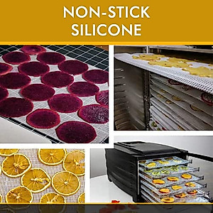 HippoHome Pack of 10 Silicone Dehydrator Sheets, Food Grade Silicone Coated Sheets, Square & 14X14 inches, Can Be Cut into Different Shapes & Sizes (10Pcs per Pack)