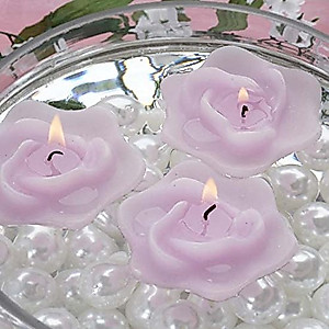 Efavormart Set of 4 Lavender Unscented Floating Rose Candle for Wedding Party Birthday Centerpieces Home Decorations Supplies