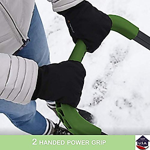 Pro Premium 30 inch SnoDozer Rolling Pusher Shovel on Wheels with Heavy Duty Flip-It Bi-Directional Angled Blade for Snow Removal of Drive & Walkway | Clean Barn Grain Plow | Made in USA | Model P775