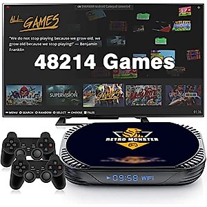 Retro Game Console with 48214 Retro Games, S905X4 Game Consoles Plug and Play for 4K TV, EmuELEC 4.6 Game System, Android 11, 256G Super Emulator Console with 76 Emulators, 2 Wireless Controller, WiFi
