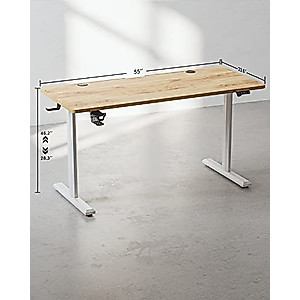 BANTI 55"x24" Standing Desk, Electric Stand up Height Adjustable Home Office Table, Sit Stand Desk, Light Rustic Brown Top