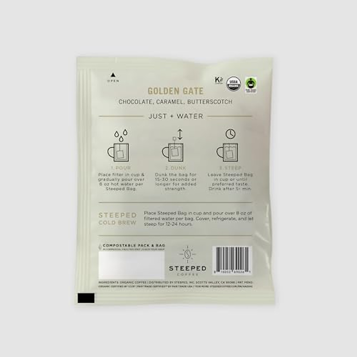 Mr. Espresso Instant Coffee - Organic Single Serve Coffee Tea Bags - Ethically Sourced Instant Espresso Coffee - No Machine Needed, Fair Trade Coffee Packets (Golden Gate) (Medium Dark Roast) (Pack of 8)