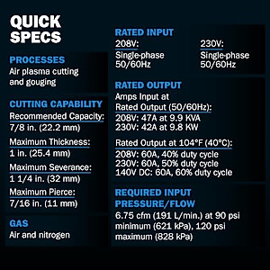 Miller 907583001 Spectrum 875 Plasma Cutter Machine - Plasma Cutting Equipment with XT60 Torch & 50-ft. Cable - Powerful & Compact Plasma Cutters 230/208V 1 PH for 7/8" Mild Steel Cutting (51 lbs)