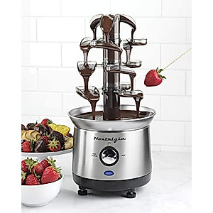 Nostalgia Electric Chocolate Fondue Fountain, 32-Ounce, 4 Tier Set, Fountain Machine for Cheese, Melting Chocolate, Liqueurs, Stainless Steel