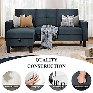 SUNLEI 79" Sectional Couch for Living Room Furniture Sets 3 Piece Small Sofa, L-Shaped Convertible Couches, Modular Sectional Couch with Cloud Chaise for Living Room/Small Space (Dark Grey)