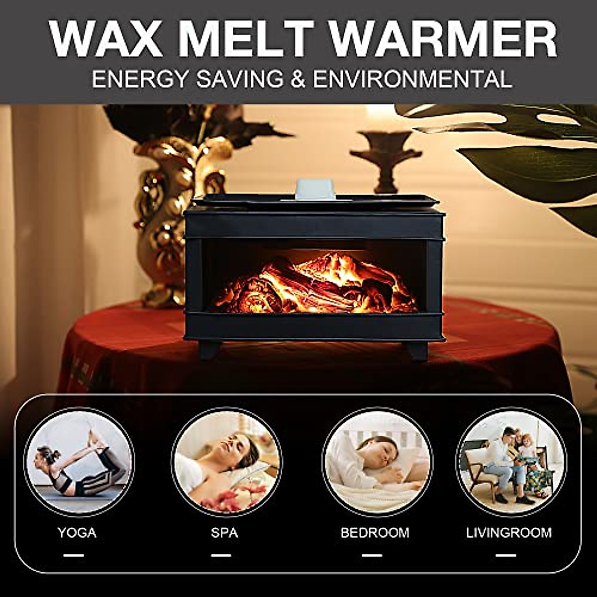 YSong Freestanding Flickering Fireplace Wax Warmer,Electric Wax Melt Warmer,Wax Warmer for Scented Wax Melts,Metal Wax Melter,Wax Burner Fragrance Warmer for Home Decor Office,Birthday Gifts for Women