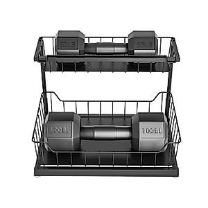 Hounyoln Under Sink Organizer and Storage,2-Tier Metals Kitchen Cabinet Organizer Pull-Out Sliding Cabinet Basket Storage Organization,for Kitchen/Bathroom/Laundry Space Saver