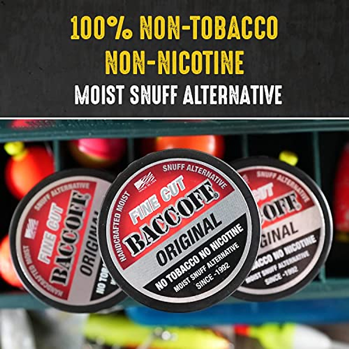 BaccOff, Original Fine Cut, Premium Tobacco Free, Nicotine Free Snuff Alternative (10 Cans)
