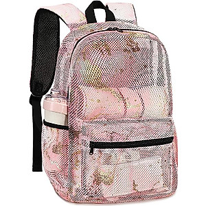 Bluboon Mesh Backpack for Girls Kids Semi-Transparent School Bookbag See Through Beach Bag Daypack Gear Backpack