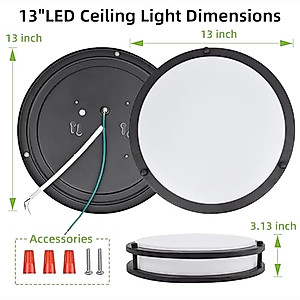 13 inch Flush Mount LED Ceiling Light Fixture, 2700K/3000K/3500K/4000K/5000K Adjustable Ceiling Lights, Oil Rubbed Bronze Saturn Dimmable Lighting for Hallway Bathroom Kitchen or Stairwell, ETL Listed