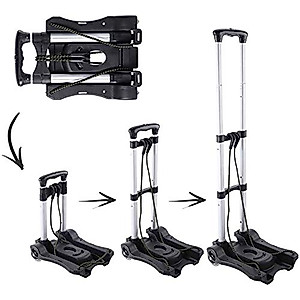 Coocheer Aluminum Folding Hand Trucks Portable Luggage Cart Lightweight Travel Hand Truck/Heavy Duty Hand Trucks (80LB)