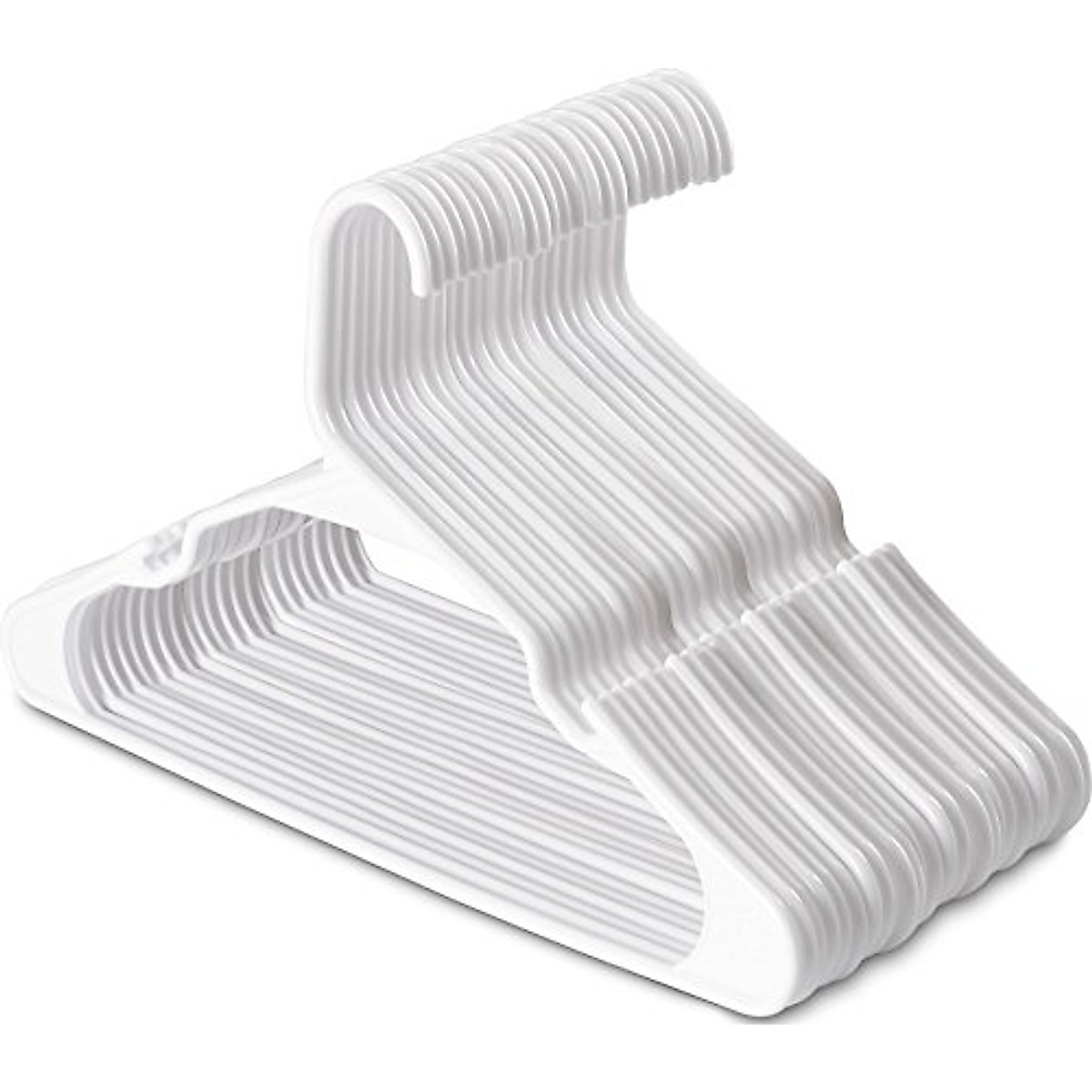 Zoyer Plastic Hangers (20 Pack, White)- Durable Clothes Hangers- Space Saving Shirt Hangers- Slim Coat Hangers- Suit Hangers
