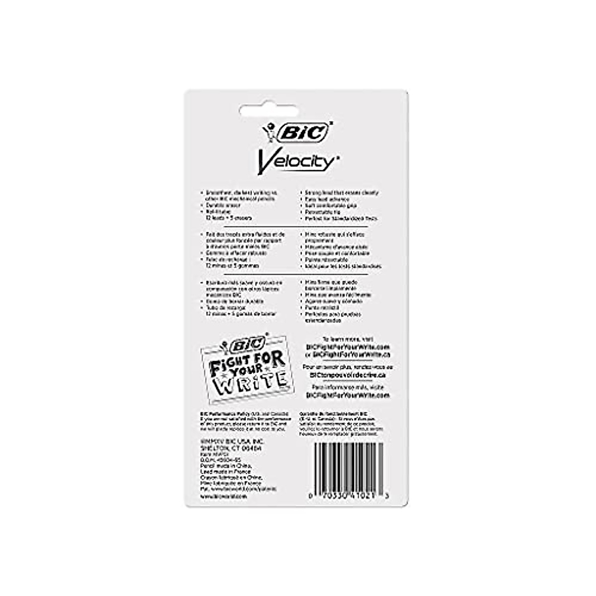 BIC Velocity Strong Lead Mechanical Pencils, With Colorful Barrel, Thick Point (0.9mm), 5-Count Pack Mechanical Pencils With Erasers