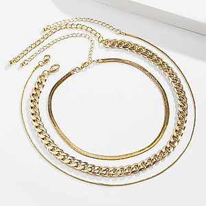 Tayel Punk Layered Snake Choker Necklaces Gold Thick Chunky Twist Circle Necklace Chain Jewelry Adjustable for Women